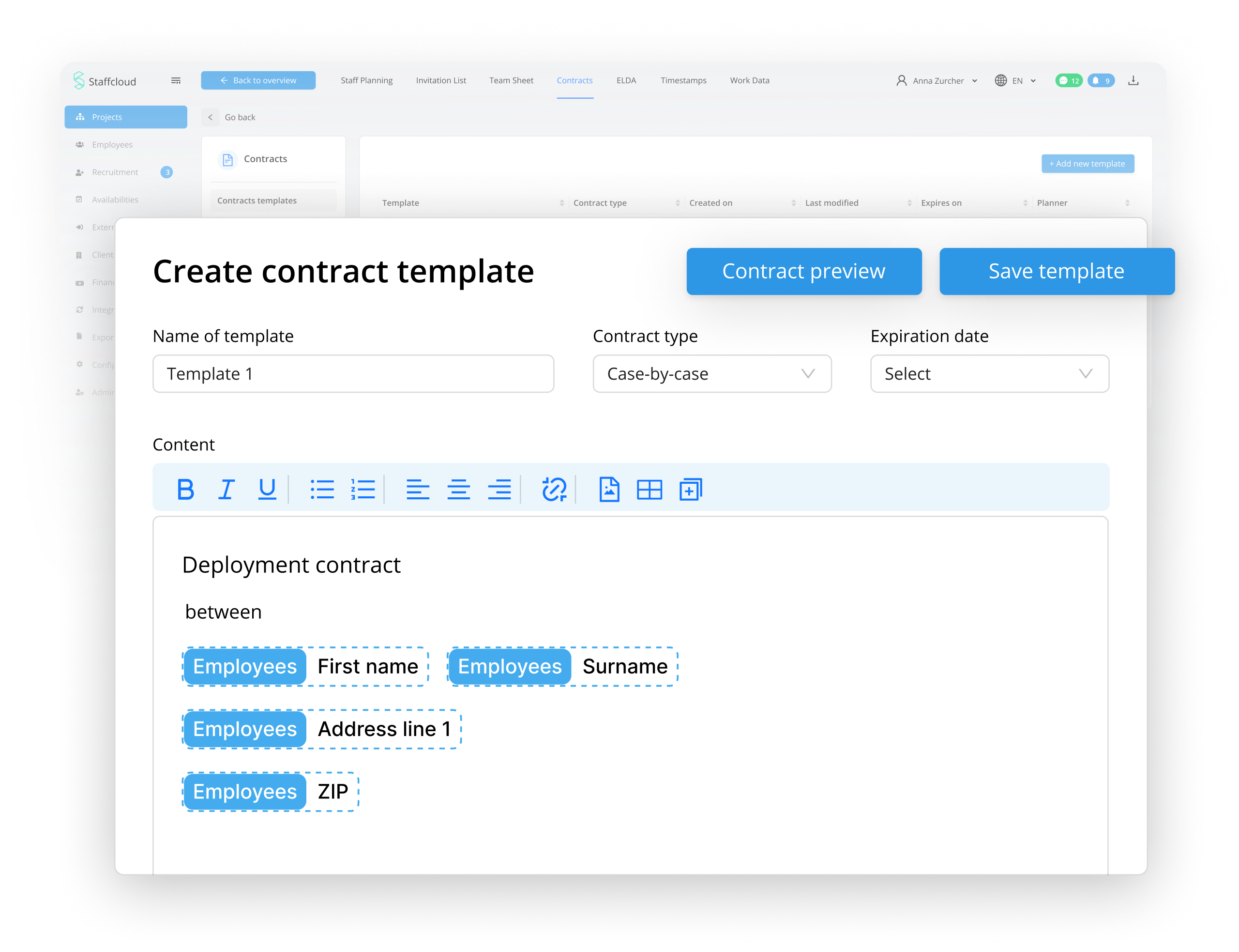 Contracten | Staffcloud